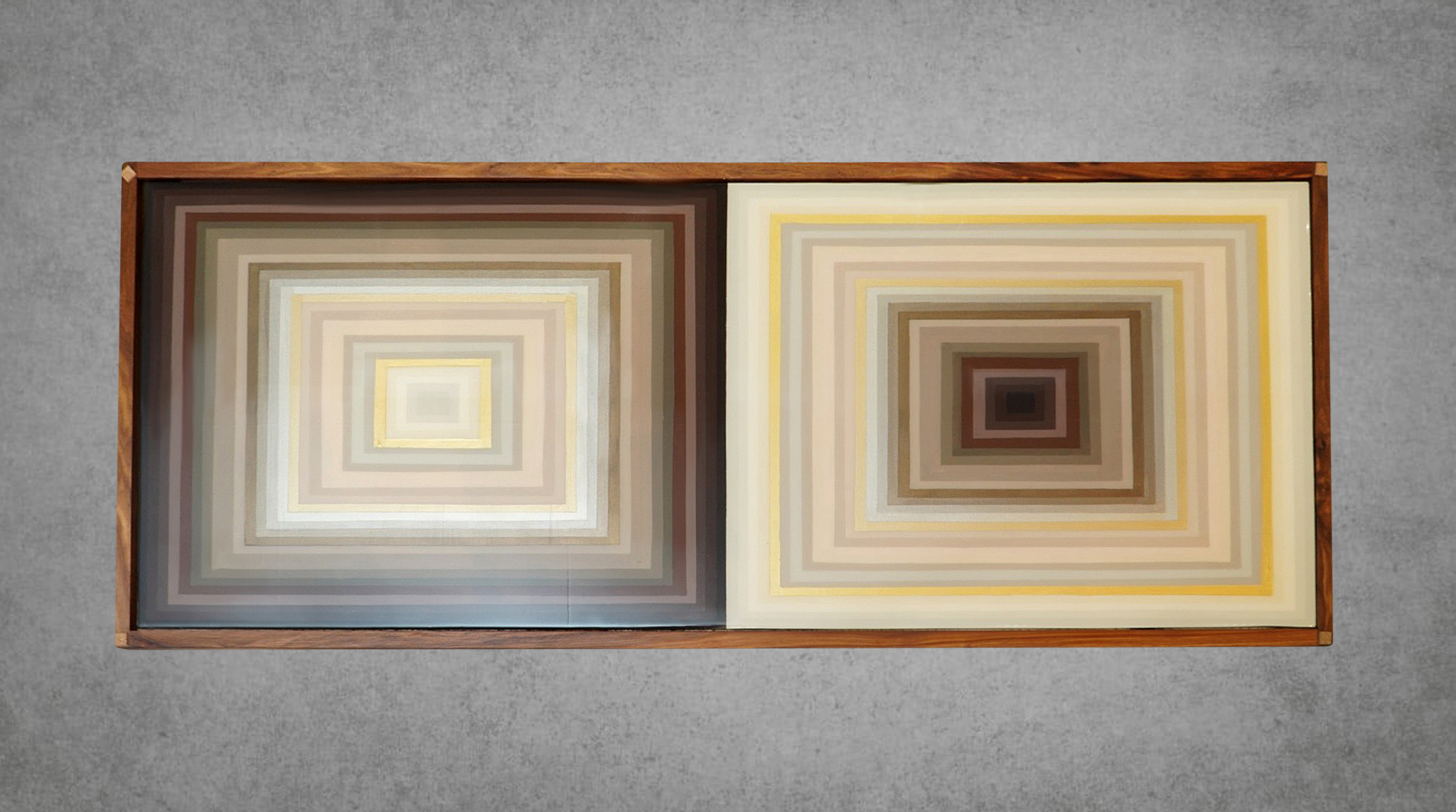 Reverse Geometric Gradient Earth Tones Painting Coffee Table